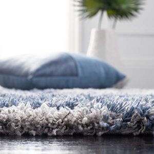 SAFAVIEH Horizon Shag Collection 8' x 10' Grey/Blue HZN890G Modern Abstract Non-Shedding Living Room Bedroom Dining Room Entryway Plush 2.5-inch Thick Area Rug