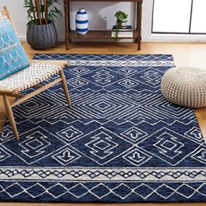 safavieh metro collection 4′ x 6′ navy/ivory met459n handmade moroccan boho wool area rug