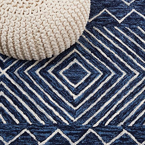 Safavieh Metro Collection 4' x 6' Navy/Ivory MET459N Handmade Moroccan Boho Wool Area Rug