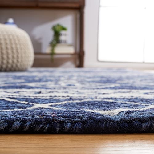 Safavieh Metro Collection 4' x 6' Navy/Ivory MET459N Handmade Moroccan Boho Wool Area Rug