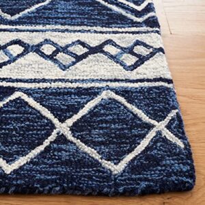 Safavieh Metro Collection 4' x 6' Navy/Ivory MET459N Handmade Moroccan Boho Wool Area Rug