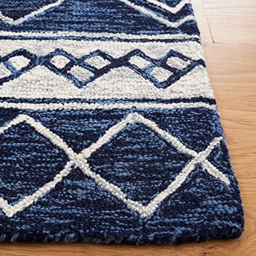 Safavieh Metro Collection 4' x 6' Navy/Ivory MET459N Handmade Moroccan Boho Wool Area Rug