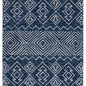 Safavieh Metro Collection 4' x 6' Navy/Ivory MET459N Handmade Moroccan Boho Wool Area Rug