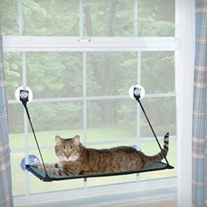 k&h pet products ez mount window sill cat bed, cat window hammock, sturdy cat window perch for large cats, cat window bed cat furniture, cat hammock for window cat perch cat shelf – single level gray