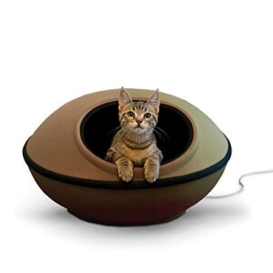 k&h pet products thermo-mod dream pod heated pet bed 22 inches tan/black