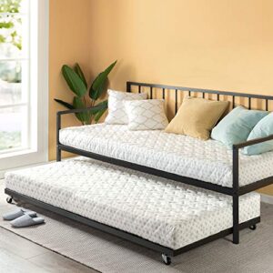 Zinus Eden Metal Daybed with Trundle / Mattress Foundation with Steel Slat Support / Easy Assembly, Twin & 6 Inch Foam and Spring Mattress / CertiPUR-US Certified Foams / Mattress-in-a-Box, Twin