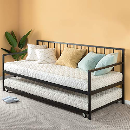 Zinus Eden Metal Daybed with Trundle / Mattress Foundation with Steel Slat Support / Easy Assembly, Twin & 6 Inch Foam and Spring Mattress / CertiPUR-US Certified Foams / Mattress-in-a-Box, Twin