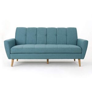 christopher knight home treston mid-century fabric sofa, blue / natural