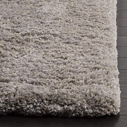 SAFAVIEH Express Shag Collection 3' x 5' Silver SGE620C Handmade Solid 2.5-inch Thick Area Rug