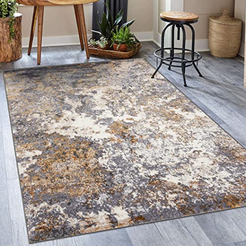 LUXE WEAVERS 6490 Gray 8x10 Abstract Area Rug – Modern Design, Medium Pile