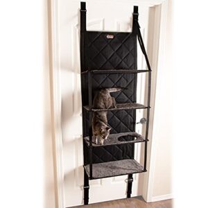 k&h pet products hangin’ cat tree – door mounted cat climber cat wall perch furniture cat hammock bed cat perch for indoor cats, hanging cat bed, elevated cat bed – 4 story gray 12 x 22 x 65 inches