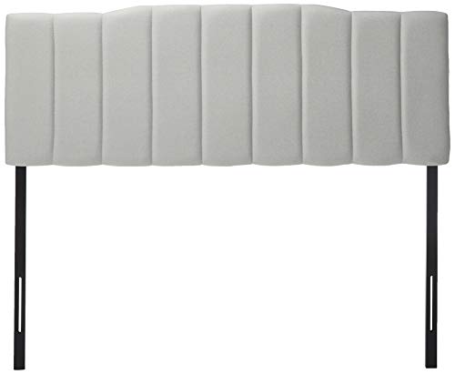 Zinus Satish Upholstered Channel Stitched Headboard in Light Grey, Queen