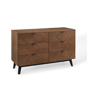 modway kali mid-century modern wood dresser in walnut