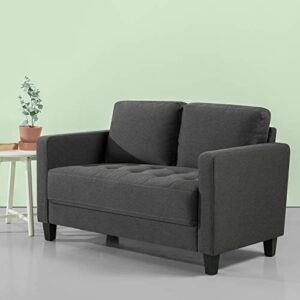 zinus sunny loveseat sofa / small couch / easy, tool-free assembly, steel grey