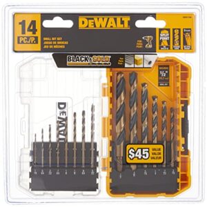 dewalt drill bit set, black and gold, 14-piece (dwa1184)