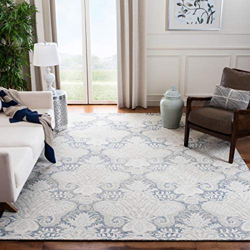 SAFAVIEH Micro-Loop Collection 5' x 8' Blue/Ivory MLP539M Handmade Premium Wool Area Rug