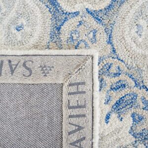 SAFAVIEH Micro-Loop Collection 5' x 8' Blue/Ivory MLP539M Handmade Premium Wool Area Rug