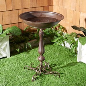 safavieh outdoor collection orian rustic brown victorian scroll iron garden patio backyard charming bird bath pat5023c