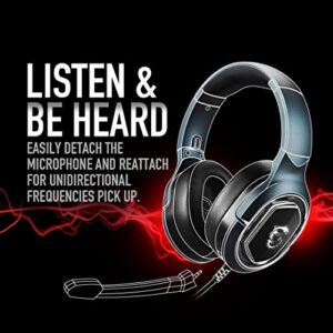 MSI Immerse GH50 Wired Gaming Headset, 7.1 Surround Sound, Foldable Metal Headband, RGB Mystic Light, Carrying Pouch Included, PC/Mac