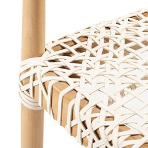 Safavieh Home Collection Bandelier Natural Teak and White Leather Counter Stool