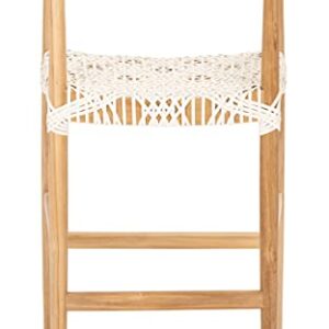 Safavieh Home Collection Bandelier Natural Teak and White Leather Counter Stool