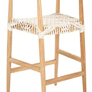 Safavieh Home Collection Bandelier Natural Teak and White Leather Counter Stool