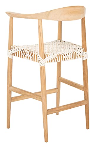 Safavieh Home Collection Bandelier Natural Teak and White Leather Counter Stool