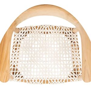 Safavieh Home Collection Bandelier Natural Teak and White Leather Counter Stool