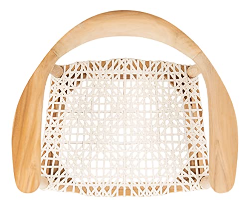 Safavieh Home Collection Bandelier Natural Teak and White Leather Counter Stool