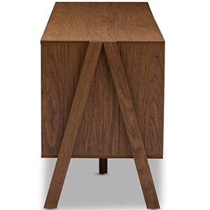 Baxton Studio FP-6780-Walnut/White TV Stand, 18.8LX65.4WX25.78H, White and Walnut