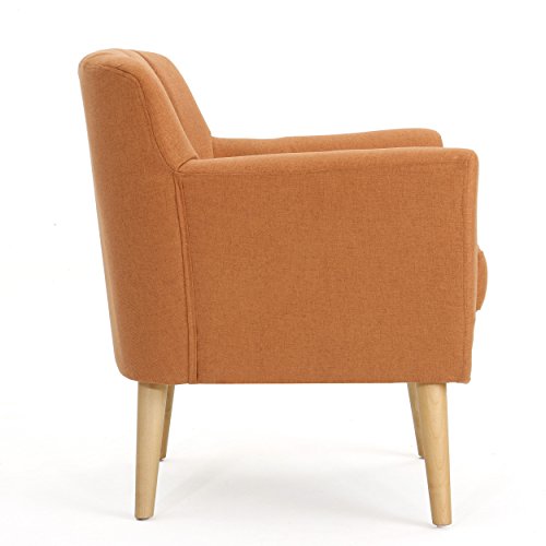 Christopher Knight Home Merel Mid-Century Modern Fabric Club Chair, Orange / Natural