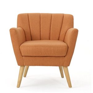 Christopher Knight Home Merel Mid-Century Modern Fabric Club Chair, Orange / Natural