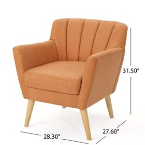 Christopher Knight Home Merel Mid-Century Modern Fabric Club Chair, Orange / Natural