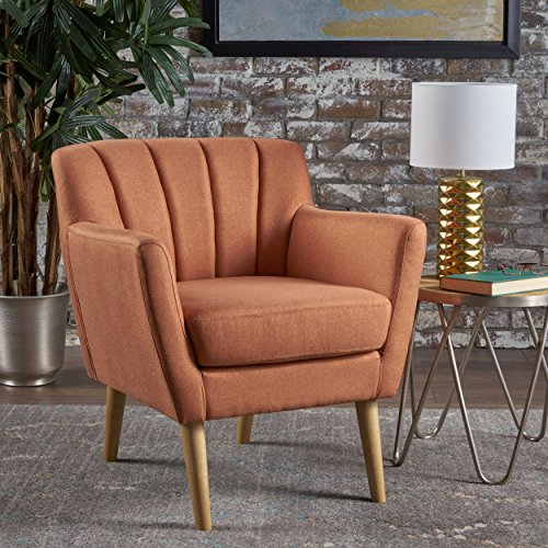 Christopher Knight Home Merel Mid-Century Modern Fabric Club Chair, Orange / Natural