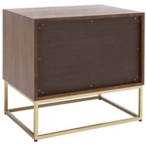 Safavieh Couture Home Collection Adelyn 2-Drawer Nightstand, Walnut/Gold