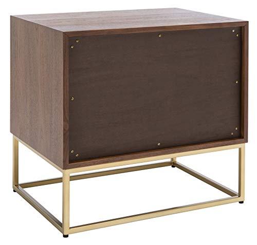 Safavieh Couture Home Collection Adelyn 2-Drawer Nightstand, Walnut/Gold