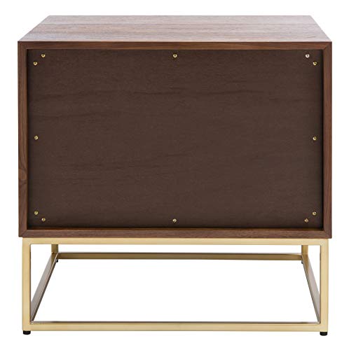 Safavieh Couture Home Collection Adelyn 2-Drawer Nightstand, Walnut/Gold