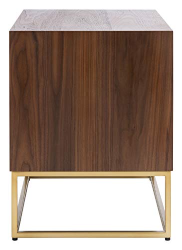 Safavieh Couture Home Collection Adelyn 2-Drawer Nightstand, Walnut/Gold