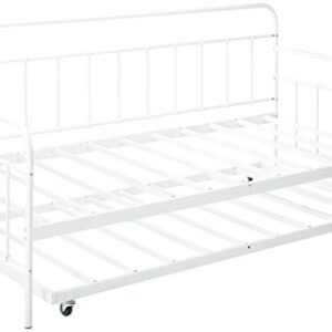 Zinus Florence Twin Daybed and Trundle Frame Set / Premium Steel Slat Support / Daybed and Roll Out Trundle Accommodate / Twin Size Mattresses Sold Separately