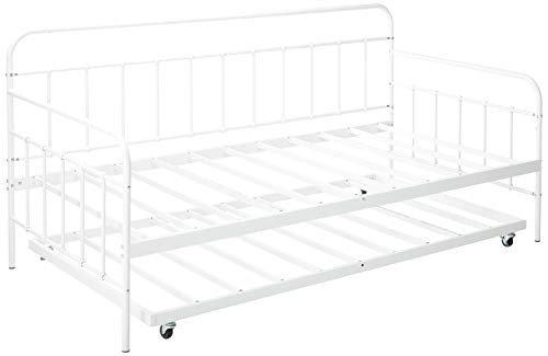 Zinus Florence Twin Daybed and Trundle Frame Set / Premium Steel Slat Support / Daybed and Roll Out Trundle Accommodate / Twin Size Mattresses Sold Separately