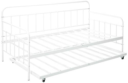 Zinus Florence Twin Daybed and Trundle Frame Set / Premium Steel Slat Support / Daybed and Roll Out Trundle Accommodate / Twin Size Mattresses Sold Separately