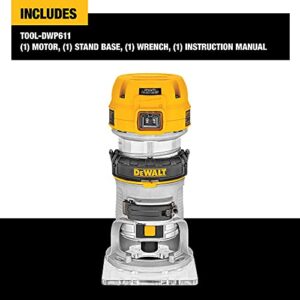 DEWALT Router, Fixed Base, Variable Speed, 1-1/4-HP Max Torque (DWP611) , Yellow