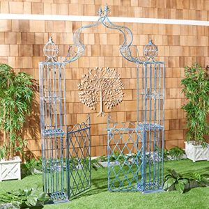 safavieh pat5012c outdoor collection beatrix victorian antique arbor, mossy blue