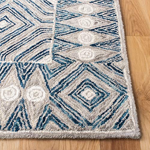 SAFAVIEH Micro-Loop Collection 5' x 8' Ivory/Blue MLP639A Handmade Premium Wool Area Rug