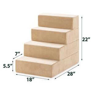 ZINUS Foam 22 Inch 4-Step Step Pet Stairs / Pet Ramp for Cats and Dogs, Large, Cream