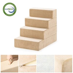 ZINUS Foam 22 Inch 4-Step Step Pet Stairs / Pet Ramp for Cats and Dogs, Large, Cream