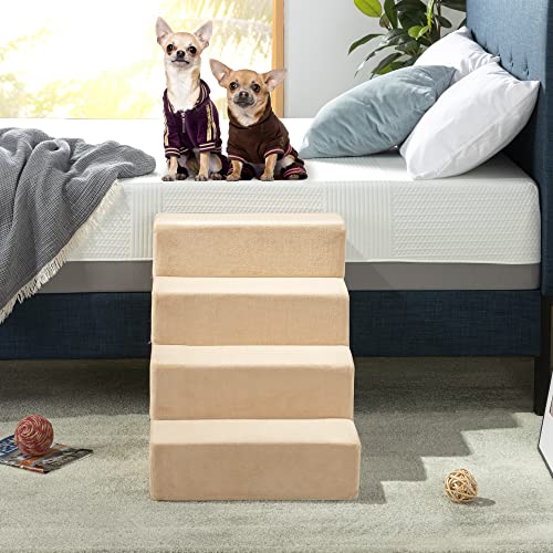 ZINUS Foam 22 Inch 4-Step Step Pet Stairs / Pet Ramp for Cats and Dogs, Large, Cream