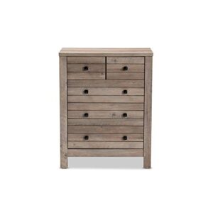 Baxton Studio Derek Modern and Contemporary Transitional Natural Oak Finished Wood 5-Drawer Chest