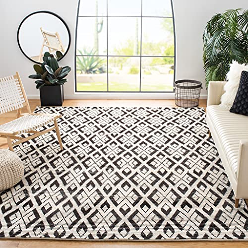 Safavieh Tibetan Collection 8' x 10' Ivory/Black TIB606A Hand-Knotted Modern Wool Area Rug