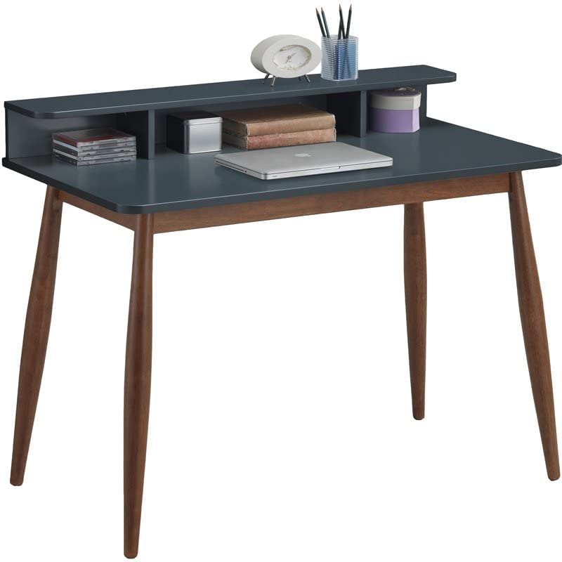 Roundhill Furniture Roskilde Storage Wood Office Desk, Gray/Blue